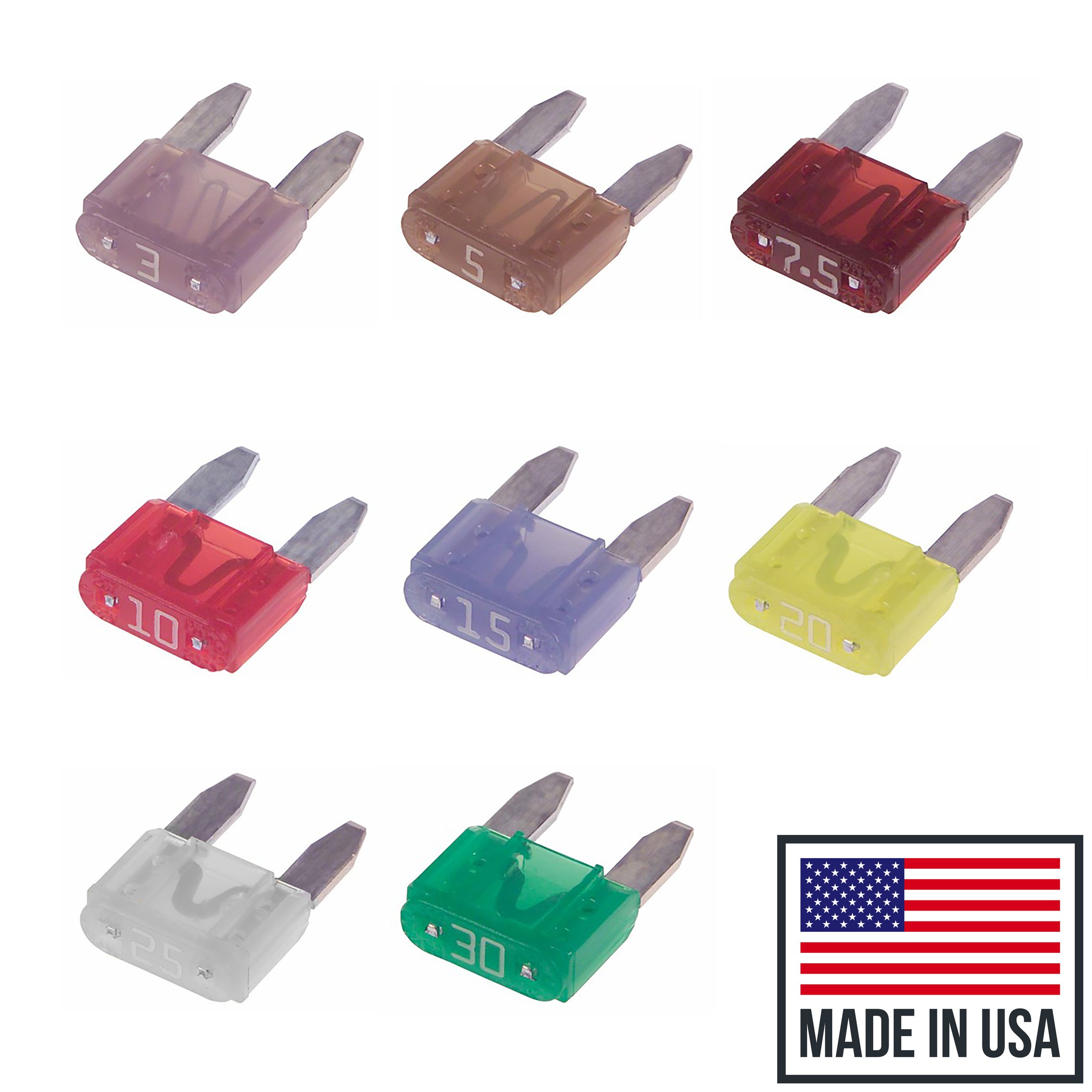 ATM Mini Blade Fuses - 3A-30A - Made in USA – Sherco-Auto.com