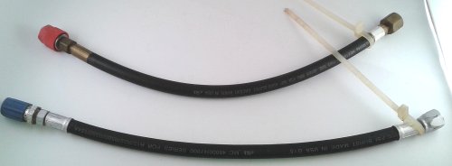 2 Straight Retrofit Flexible Extension Hoses 1/4 Inch High Side & 1/4 ...