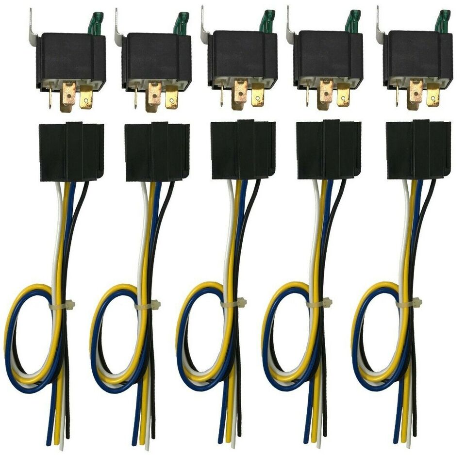 4 Pin 12V Relay Switch 30 Amp Fuse W/ 12" Interconnecting 5 Wire Harne ...
