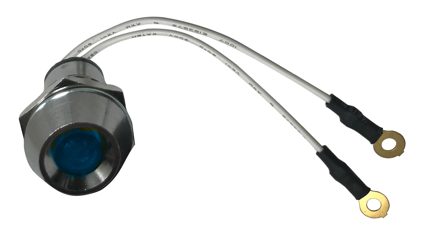 Blue LED Indicator Light – Chrome – 1 or 5 Pack – 12V DC – Sherco-Auto.com