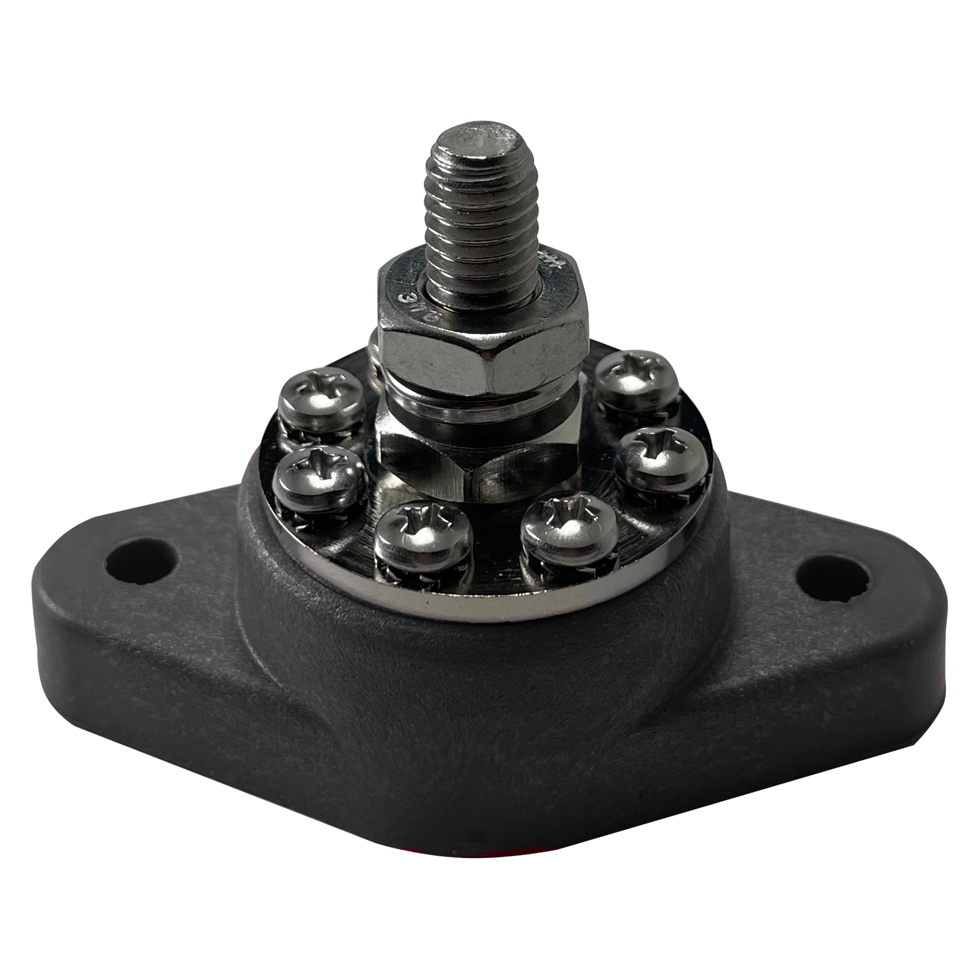 8 Point Power Distribution Post 3/8" Black With Black Insulating Boot ...