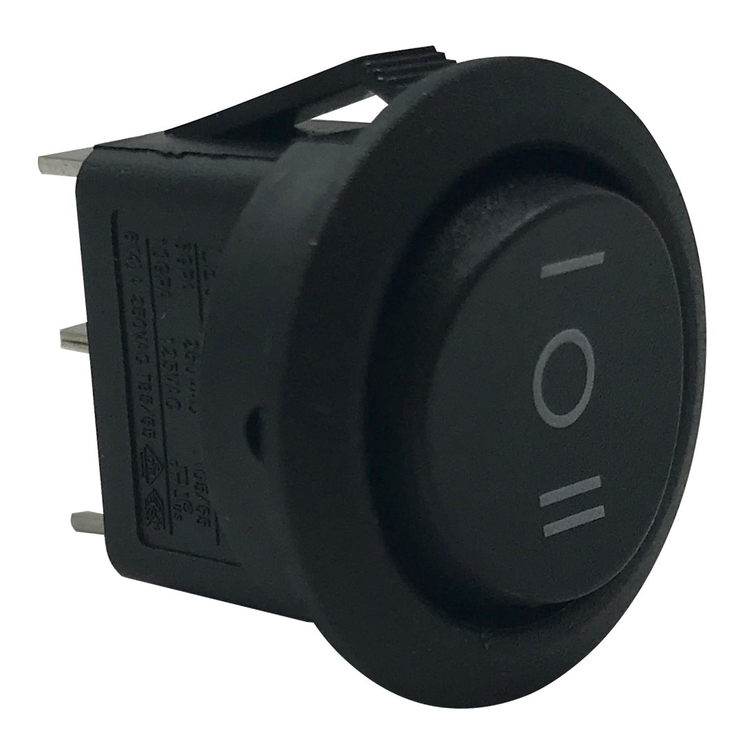 Black Non-Illuminated Momentary / OFF / Latch DOWN Round Rocker Switch ...
