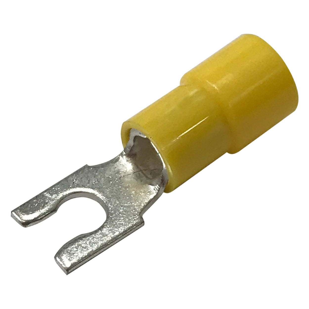 Vinyl Insulated Yellow Spring Spade Terminal 12-10 Gauge #8 Stud Conne ...