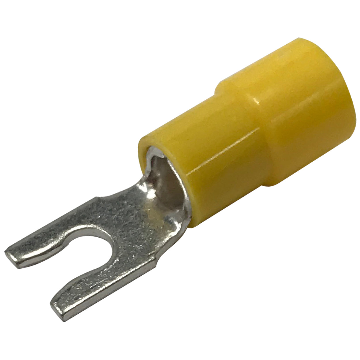 Vinyl Insulated Yellow Spring Spade Terminal 12-10 Gauge #6 Stud Conne ...