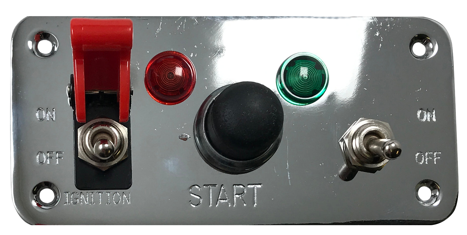 Chrome Multi-Purpose Switch Panel - Red Switch Cover, Ignition On / Of ...