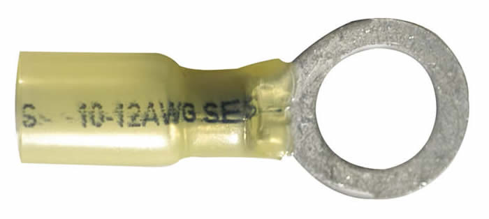 Heat Shrink & Crimp Yellow Ring Terminal 12-10 Gauge 3/8 Stud - 10 Pac ...