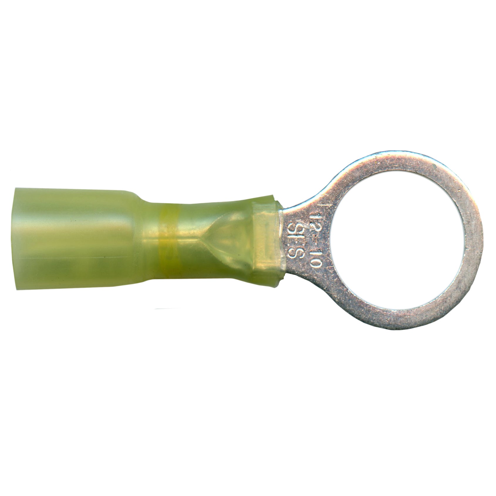 Heat Shrink & Crimp Yellow Long Neck Ring Terminal 12-10 Gauge 3/8 Stu ...