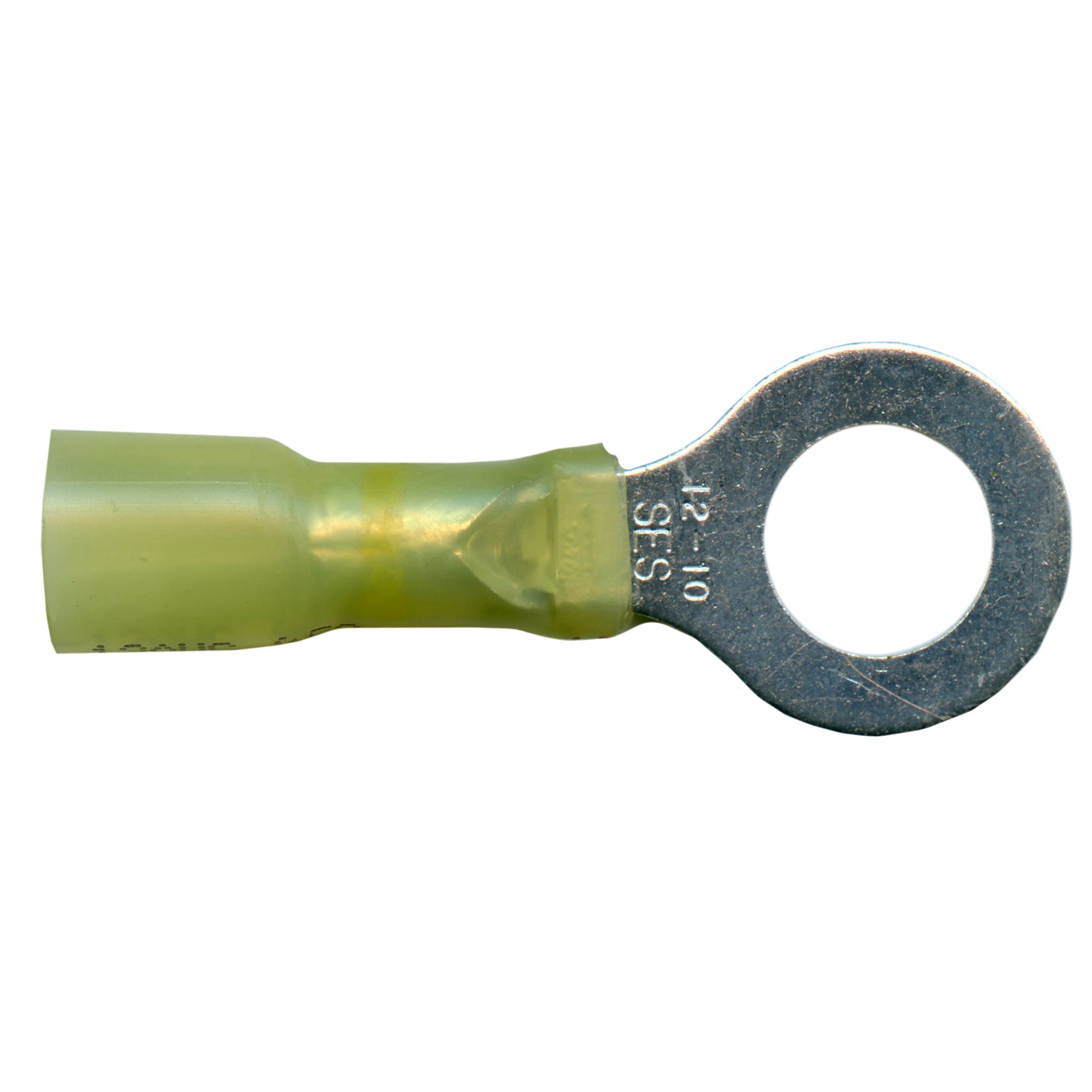 Heat Shrink & Crimp Yellow Long Neck Ring Terminal 12-10 Gauge 5/16 St ...