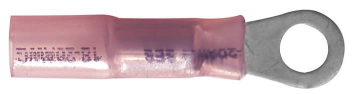 Heat Shrink & Crimp Red Ring Terminal 8 Gauge #10 Stud - 100 Pack ...