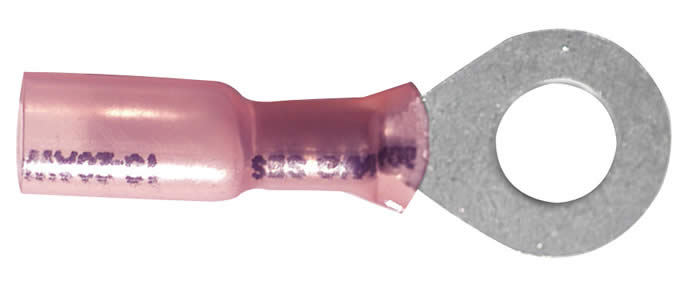 Heat Shrink & Crimp Red Ring Terminal 22-18 Gauge 1/4 Stud - 10 Pack ...