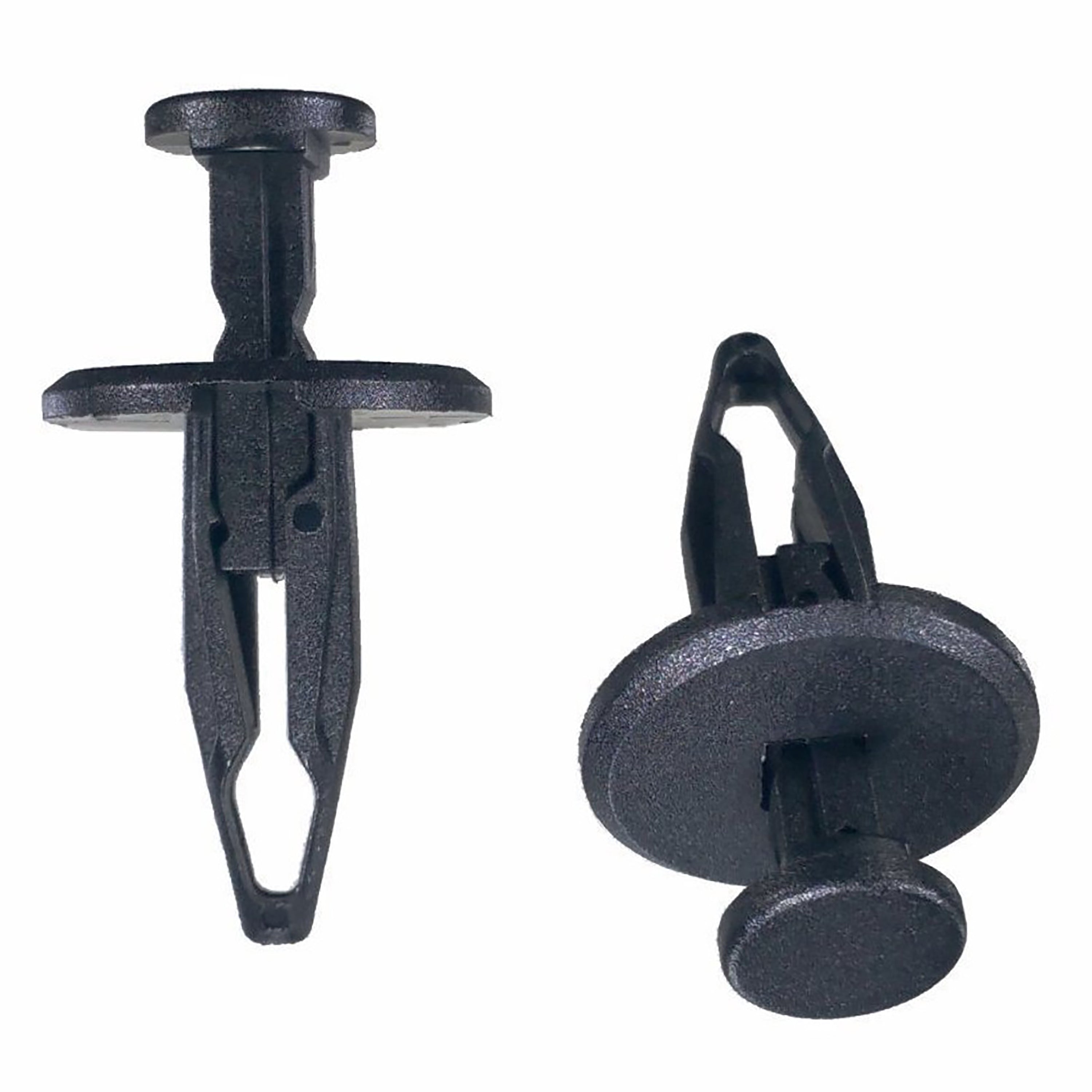 Black Nylon Push Retainer Clips - 1/4" Hole - 13/16" Stem - 11/16" Fla ...