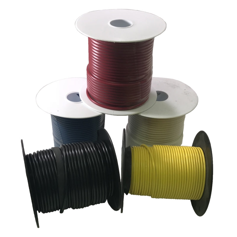 (5) Spools 16 Gauge Wire 100 FT Primary AWG - Red Black White Blue Yel ...