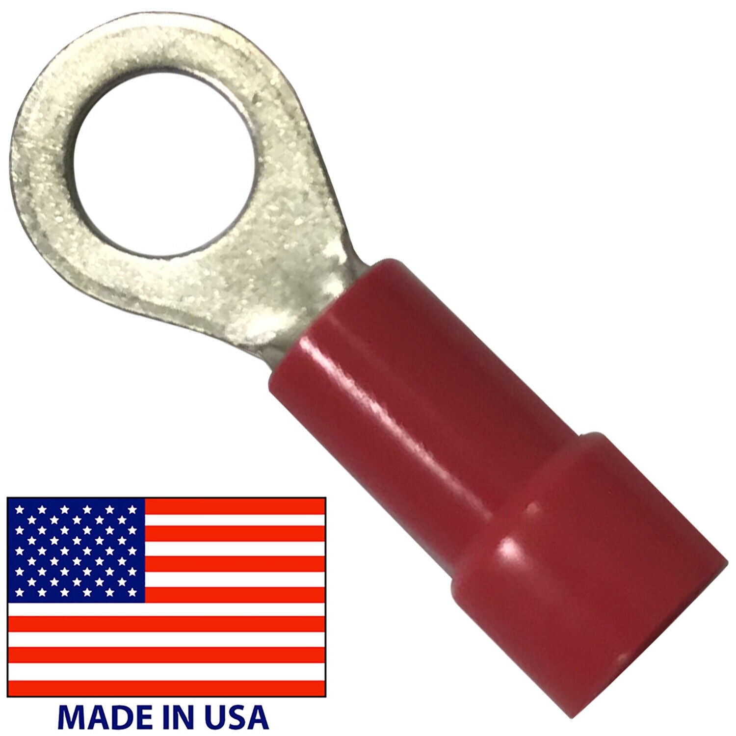 Red Vinyl Insulated 22-18 Gauge 3/8" Stud Ring Terminal Wire Connector ...