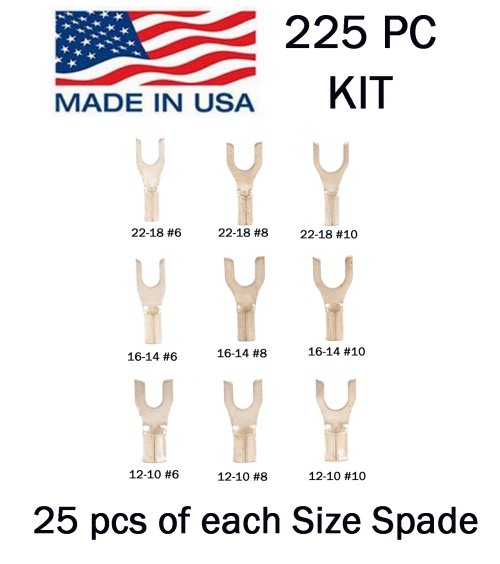 Non-Insulated Spade Terminal Kit – 225 Pack – Made in USA – Sherco-Auto.com